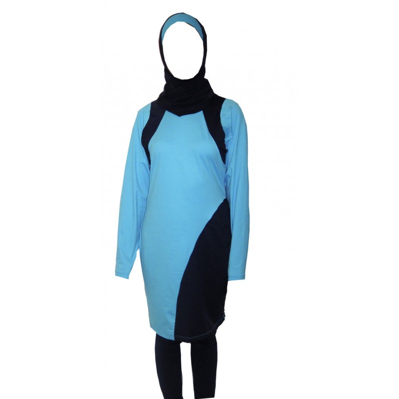 Burkini rose et noir et son Hijab de qualité | Ynes Boutique